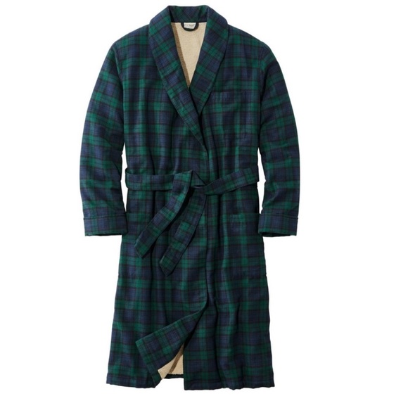 L.L. Bean | Other | Ll Bean Scotch Plaid Flannel Robe Sherpalined Mens ...